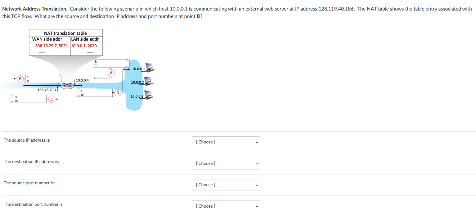 Solved Network Address Translation. Consider the following | Chegg.com