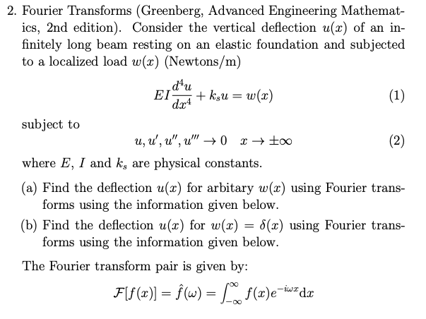 Solved 2. Fourier Transforms (Greenberg, Advanced | Chegg.com