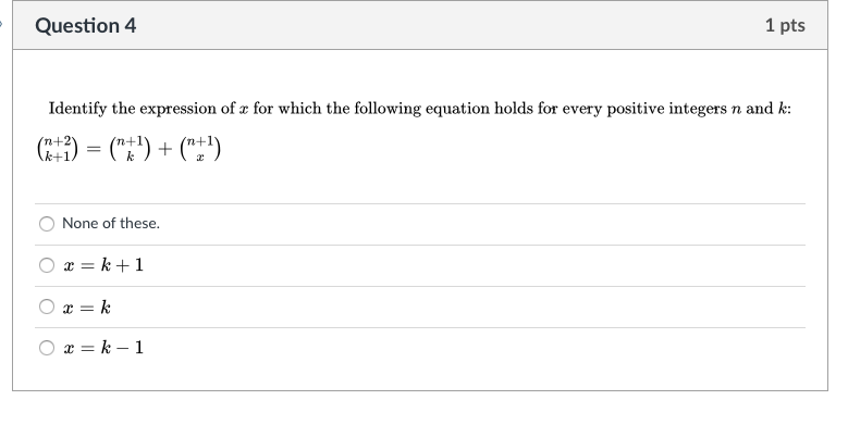 Solved Question 4 1 pts Identify the expression of x for | Chegg.com