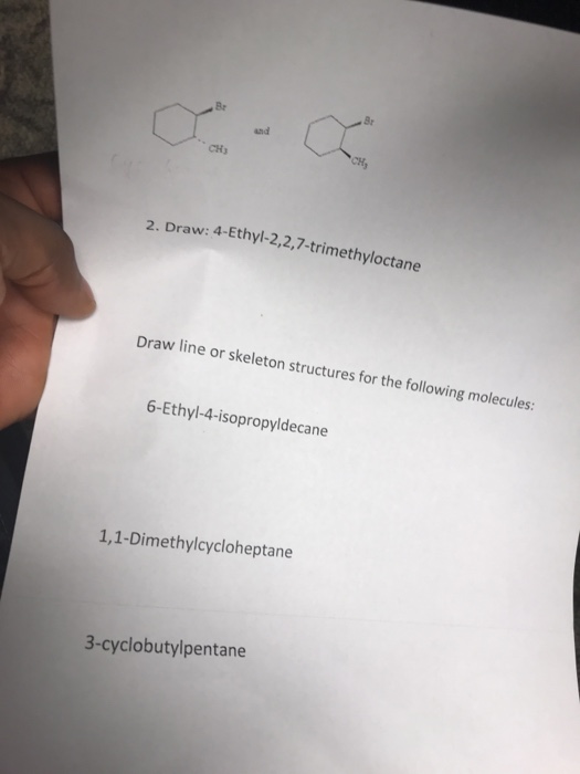Solved Be Br and CH」 2. Draw: 4-Ethyl-2,2,7-trimethyloctane | Chegg.com