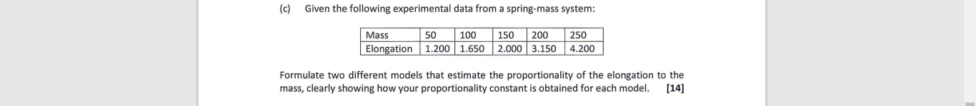 Solved (c) Given the following experimental data from a | Chegg.com