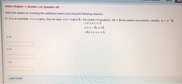 Solved Anton Chapter 1, Section 1.6, Question 19 Solve the | Chegg.com