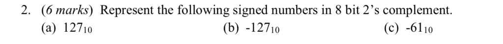 Solved 2. (6 marks) Represent the following signed numbers | Chegg.com