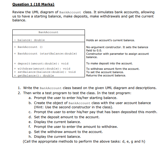 Solved Question 1 (10 Marks) Review the UML diagram of | Chegg.com