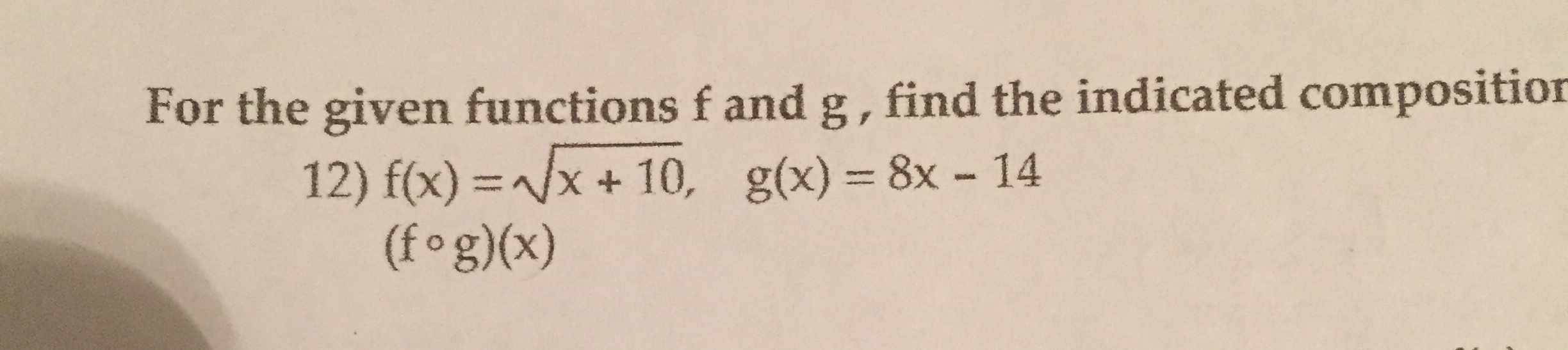 Solved For the given functions f and g, find the indicated | Chegg.com