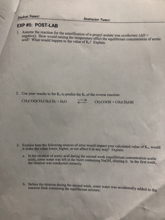 Instructor Name: Student Name: DATA (EXP #5): Part 1: | Chegg.com