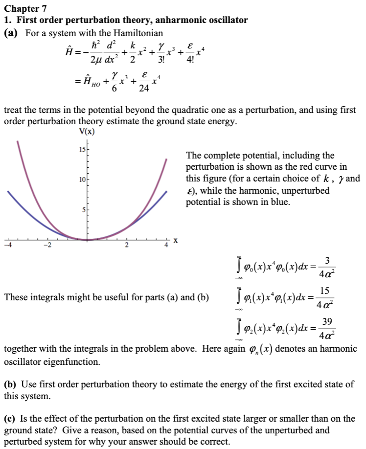 Solved Chapter 7 1. First order perturbation theory, | Chegg.com
