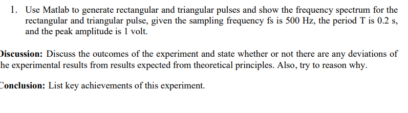 Solved 1 Use Matlab To Generate Rectangular And Triangular 9974