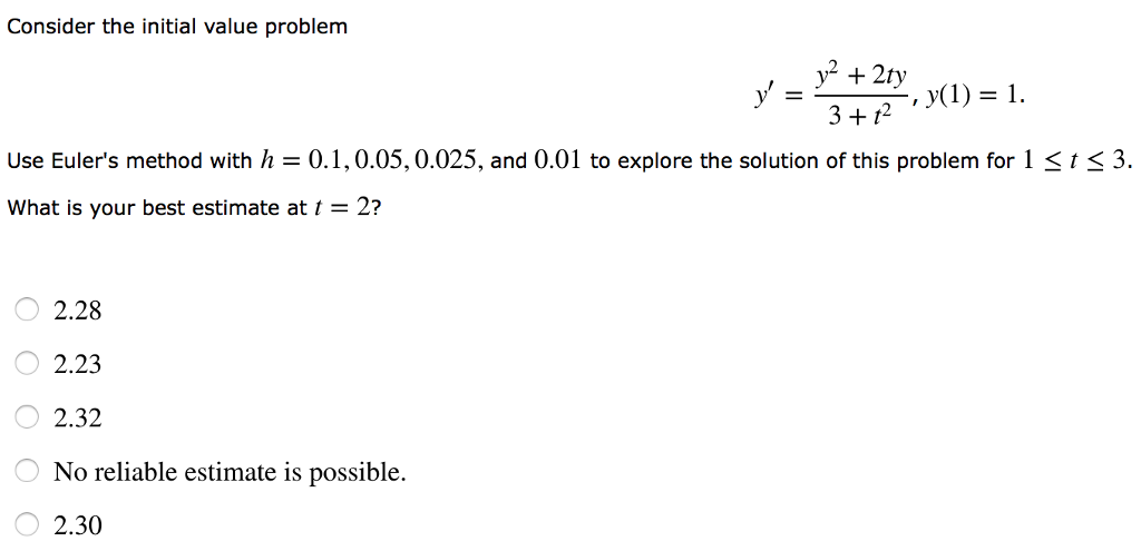 Solved Consider the initial value problem 3 +12 Use Euler's | Chegg.com