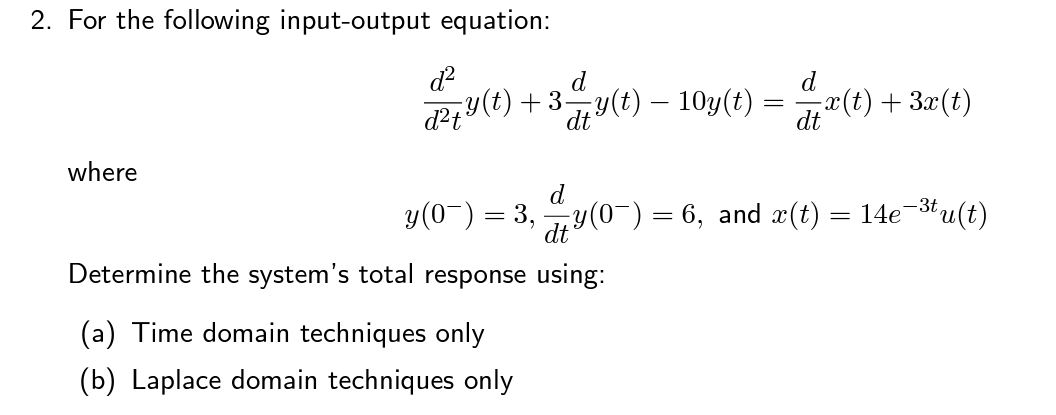 2. For the following input-output equation: | Chegg.com