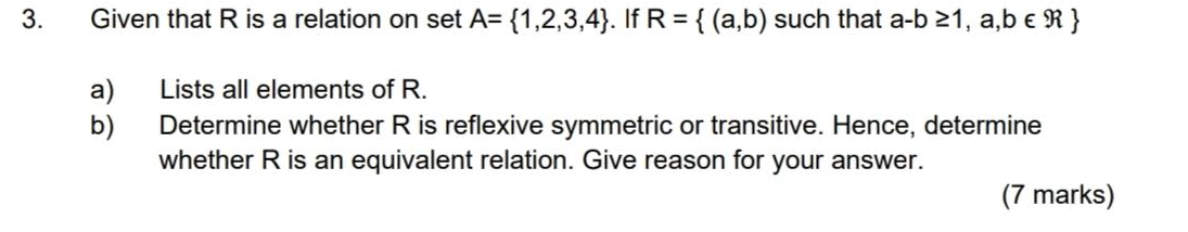 Solved Given that R is a relation on set A={1,2,3,4}. If | Chegg.com