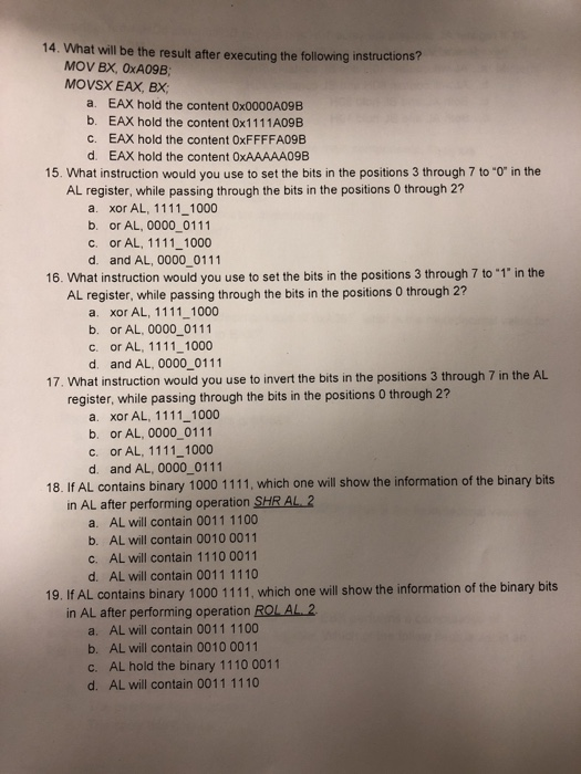 Solved 14. What will be the result after executing the | Chegg.com