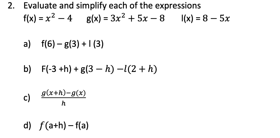 Solved Evaluate and simplify each of the expressions f(x) = | Chegg.com
