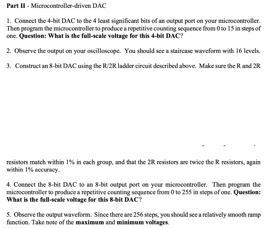 Solved Part II - Microcontroller-driven DAC 1. Connect the | Chegg.com