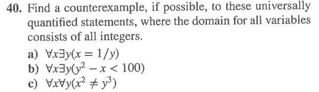 Solved 40. Find a counterexample, if possible, to these | Chegg.com