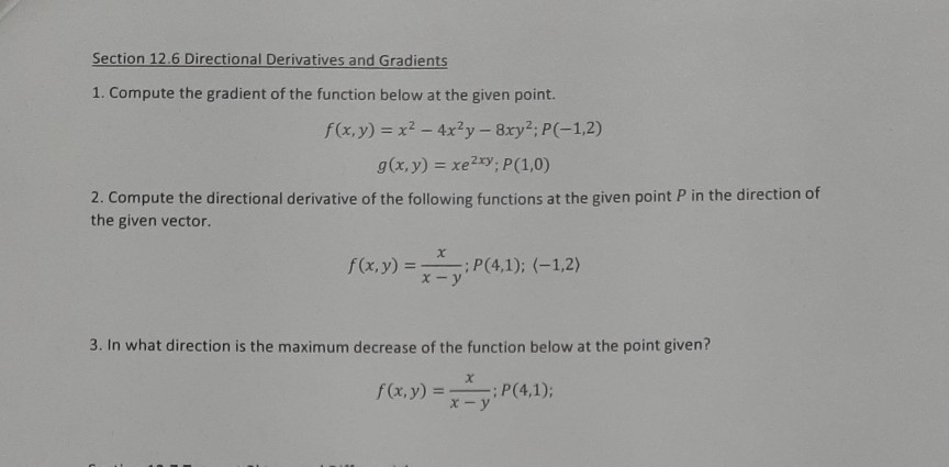 Solved Section 12 6 Directional Derivatives And Gradients 1