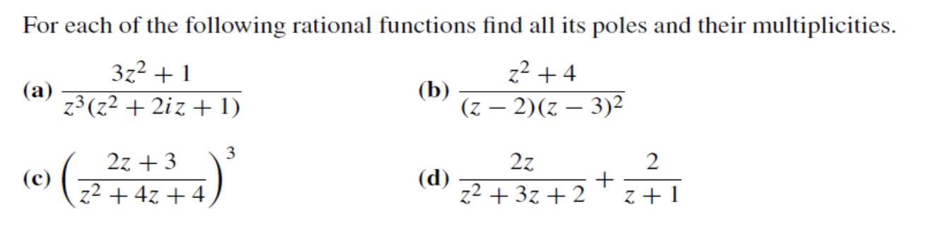 Solved For each of the following rational functions find all | Chegg.com