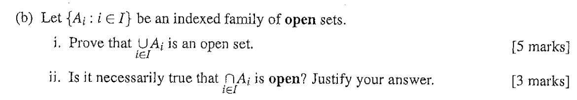 Solved (b) Let {Ai:i∈I} be an indexed family of open sets. | Chegg.com