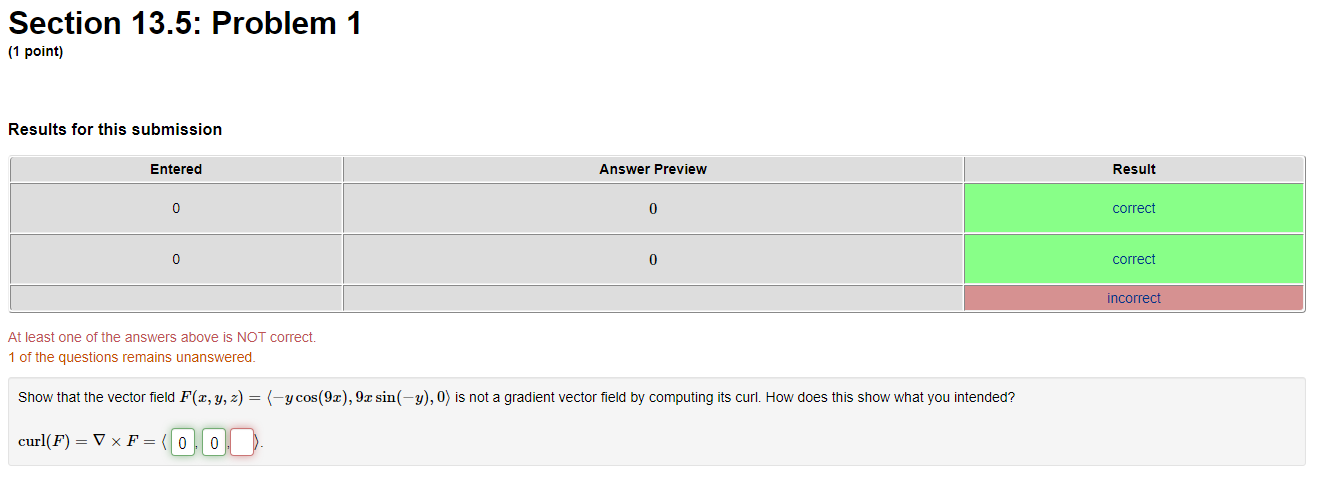 Solved Section 13.5: Problem 1 (1 point) Results for this | Chegg.com