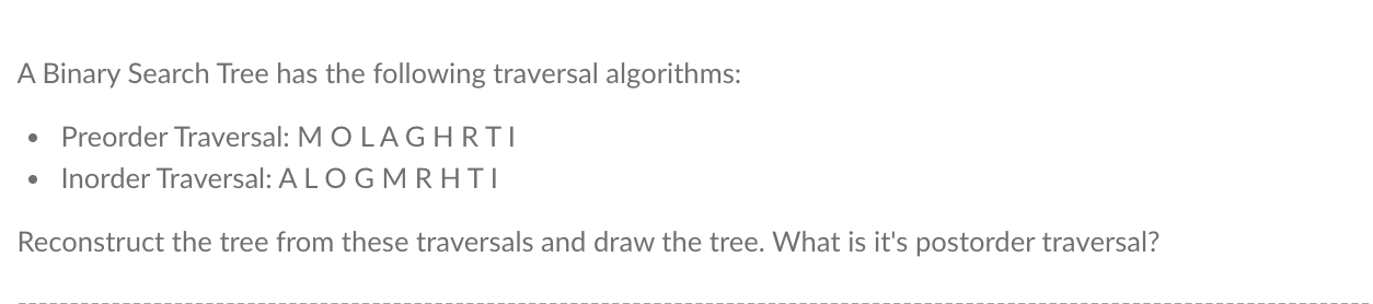 Solved A Binary Search Tree has the following traversal | Chegg.com