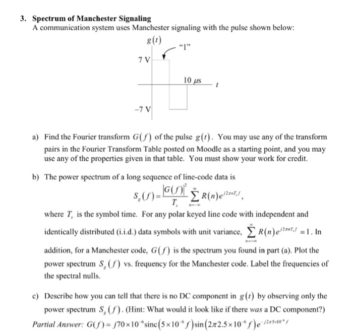 Solved 3. Spectrum of Manchester Signaling A communication | Chegg.com