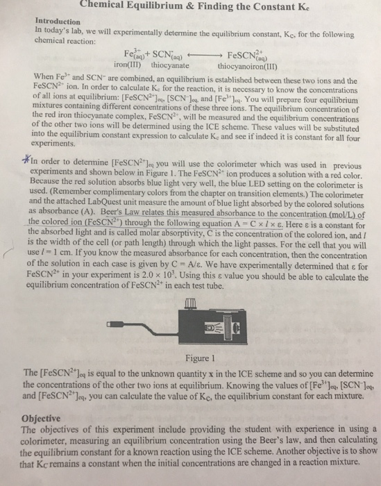 Solved Chemical Equilibrium & Finding the Constant Ke | Chegg.com