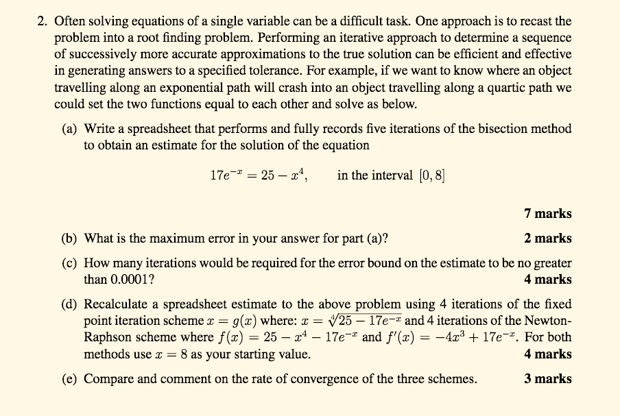 Solved 2. Often solving equations of a single variable can | Chegg.com
