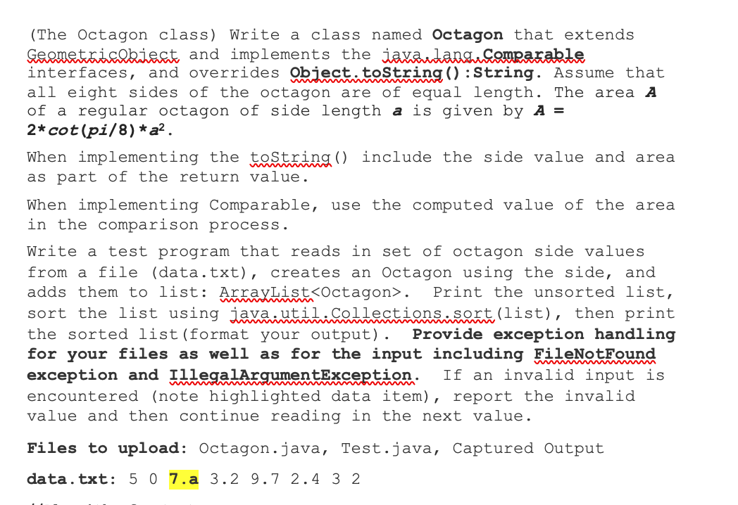 Solved The Octagon Class Write A Class Named Octagon That