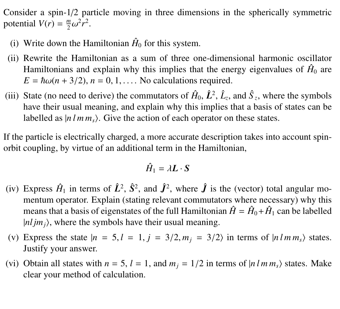 Solved Consider a spin- 1/2 particle moving in three | Chegg.com