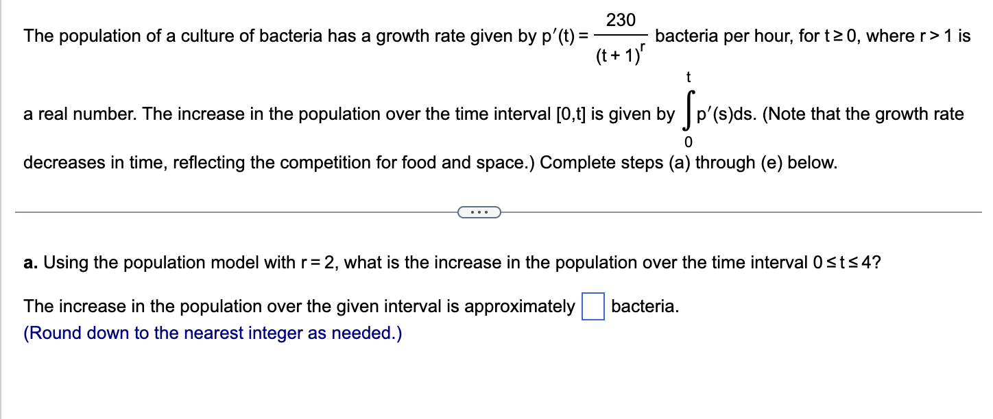 Solved The population of a culture of bacteria has a growth | Chegg.com