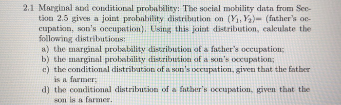 Solved 2.1 Marginal and conditional probability: The social | Chegg.com
