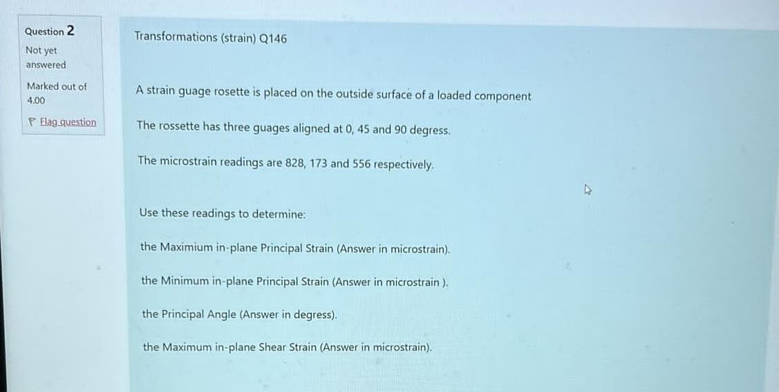Solved Transformations (strain) Q146 A strain guage rosette | Chegg.com