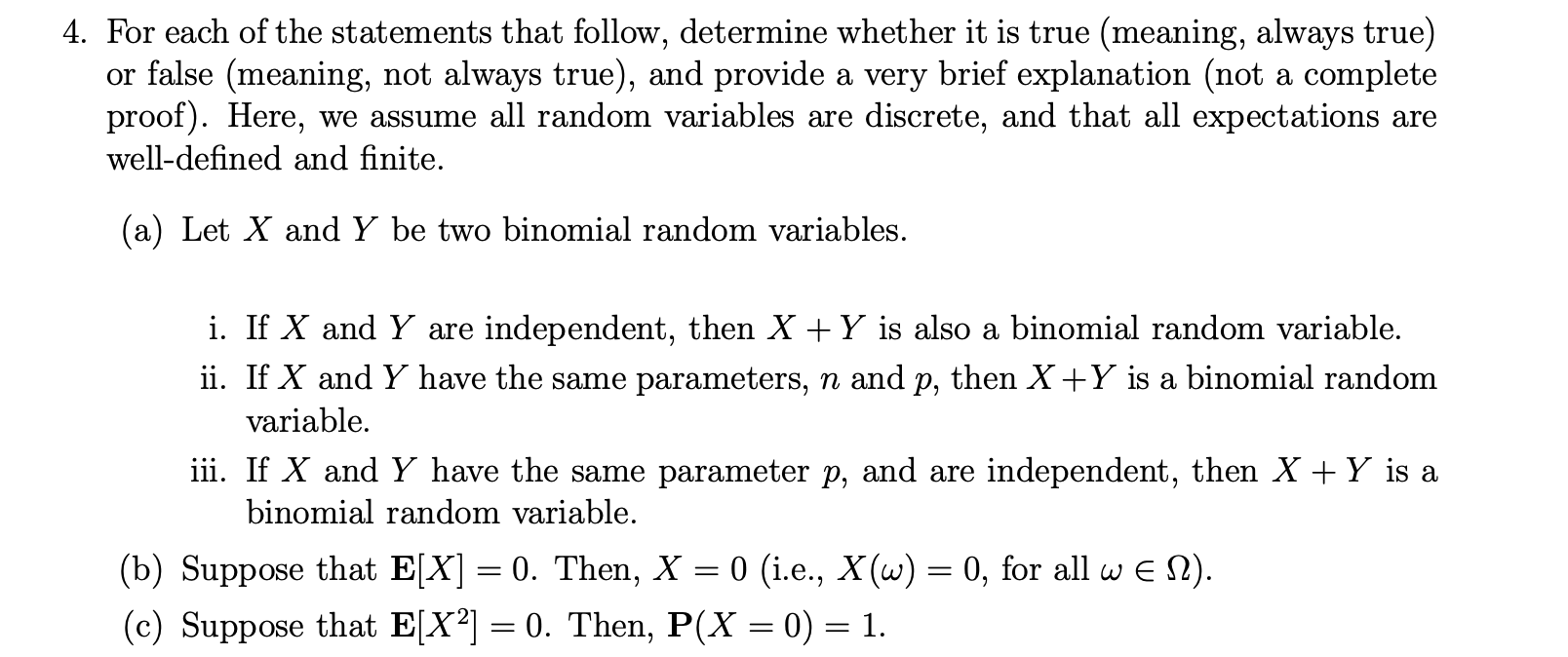 Solved For each of the statements that follow, determine | Chegg.com