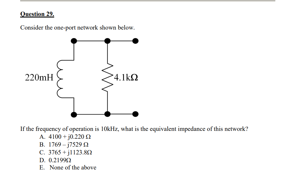 Solved Consider the one-port network shown below. If the | Chegg.com