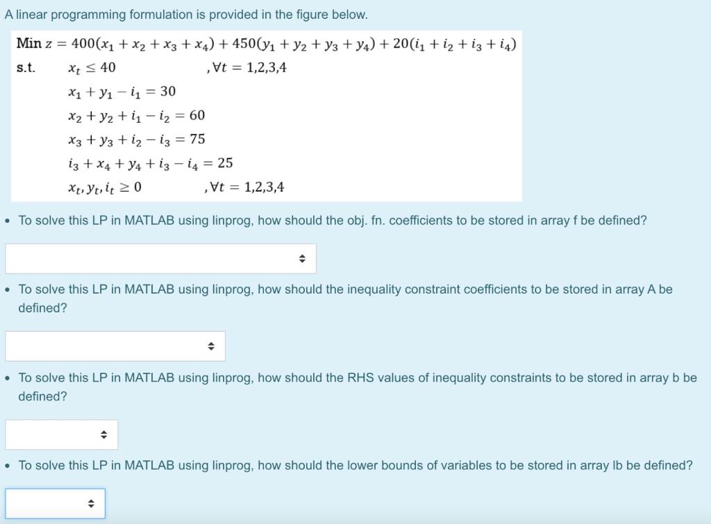 Solved A linear programming formulation is provided in the | Chegg.com