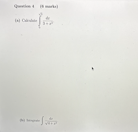 Solved ∫033+x2dx ∫4+x2dx | Chegg.com