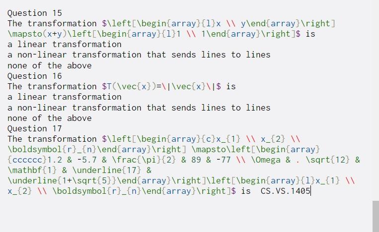 Solved Question 15 The transformation | Chegg.com