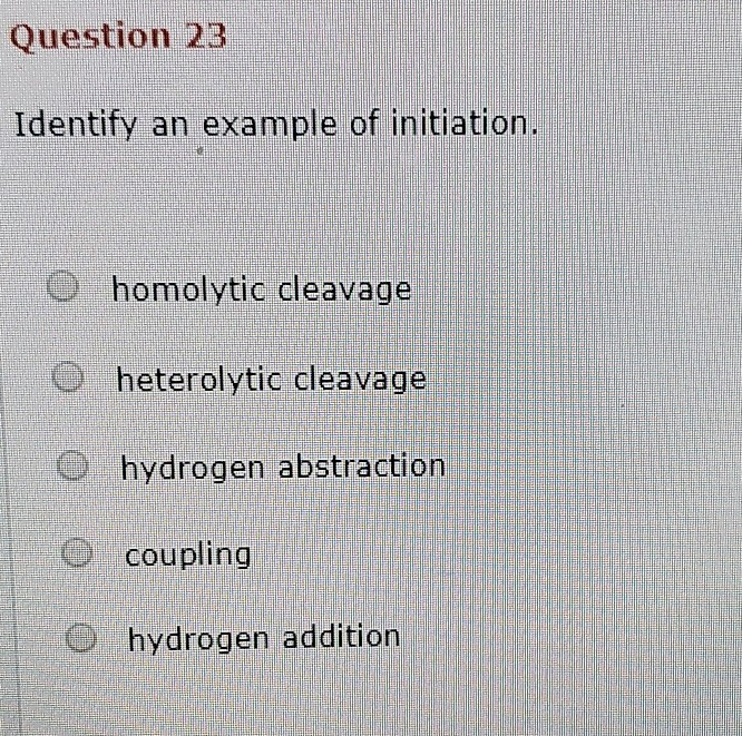 Solved Question 23 Identify an example of initiation. O | Chegg.com