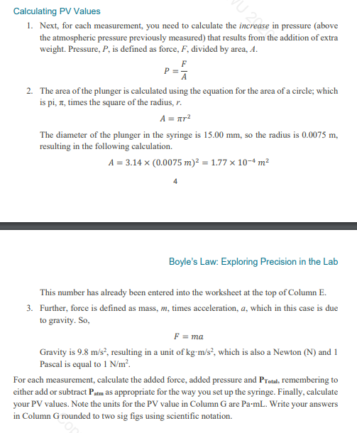 Solved Calculating PV Values 1. Next, for each measurement, | Chegg.com