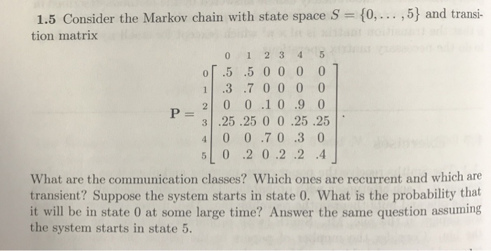 Solved Consider the Markov chain with state space S = {0, | Chegg.com