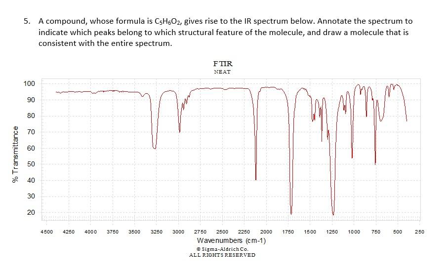 Solved 5. A compound, whose formula is C5H6O2, gives rise to | Chegg.com