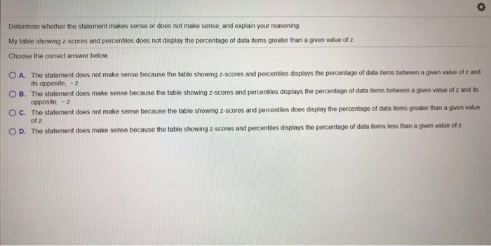 Solved Determine whether the statement makes sense or does | Chegg.com Solved Determine whether the statement makes sense or does | Chegg.com
