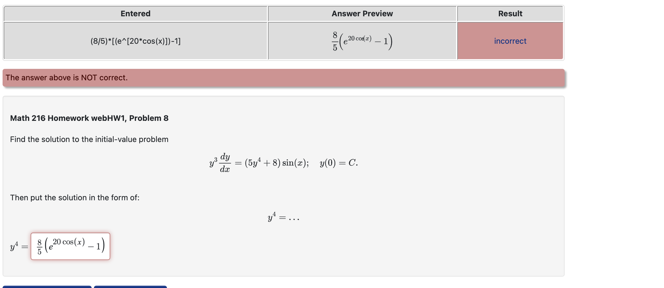 Solved The answer above is NOT correct. Math 216 Homework | Chegg.com
