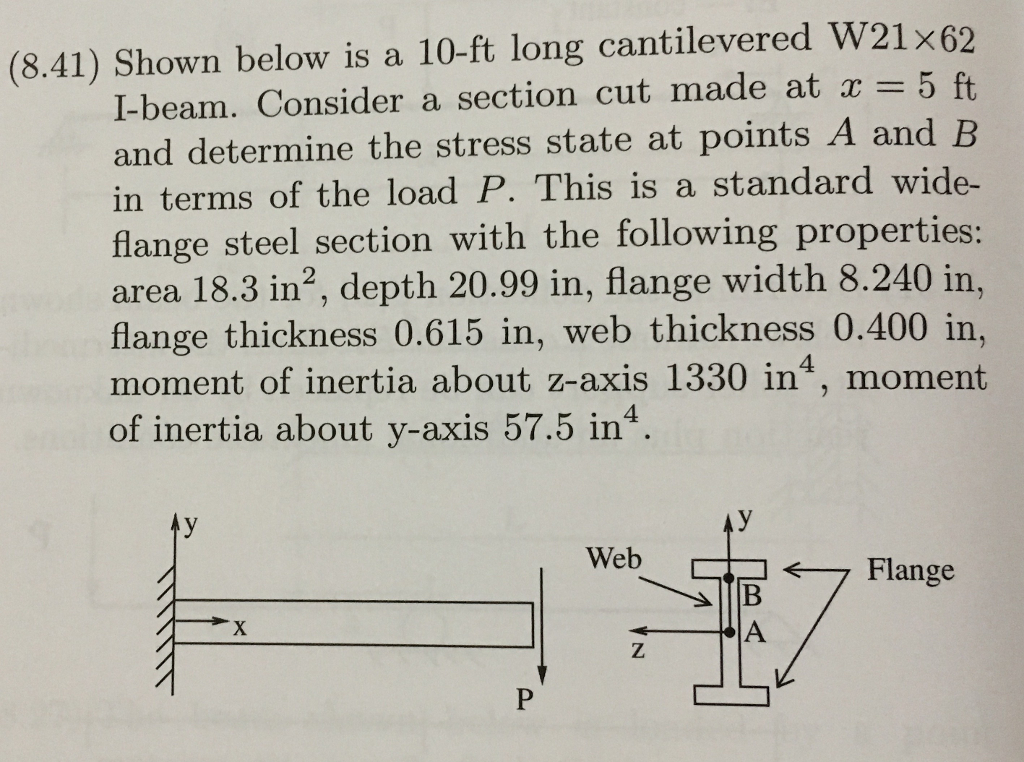 Solved (8.41) Shown below is a 10-ft long cantilevered W21 | Chegg.com