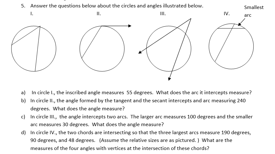5. Answer the questions below about the circles and | Chegg.com