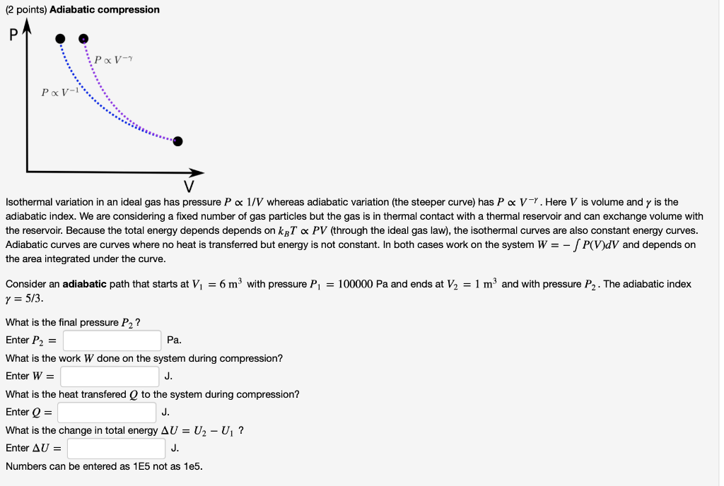 Solved Consider an adiabatic path that starts at V1=6 m^3 | Chegg.com