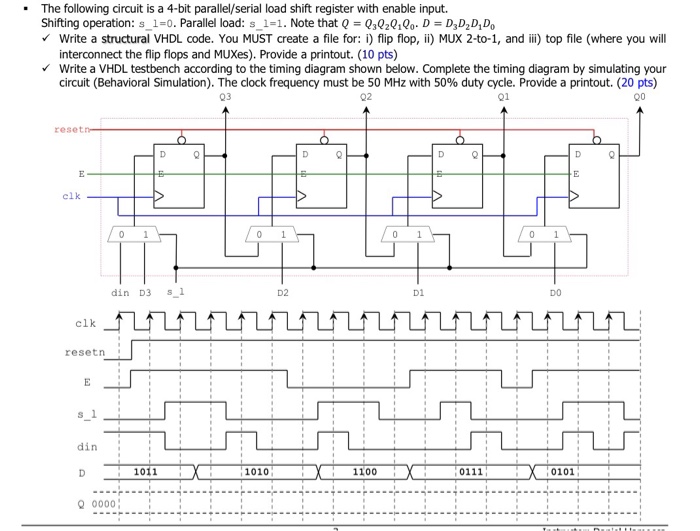 Solved The Following Circuit Is A 4 Bit Parallelserial Load 