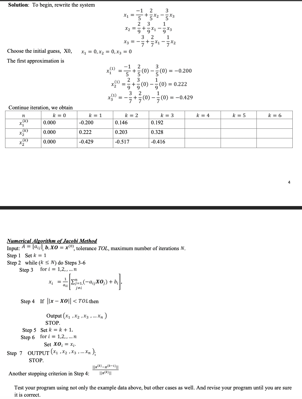 Solved Problem A: The Jacobi Method (5 points the program | Chegg.com