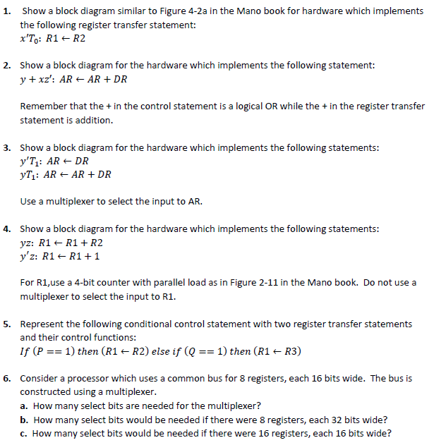 Solved 1. Show a block diagram similar to Figure 4-2a in the | Chegg.com