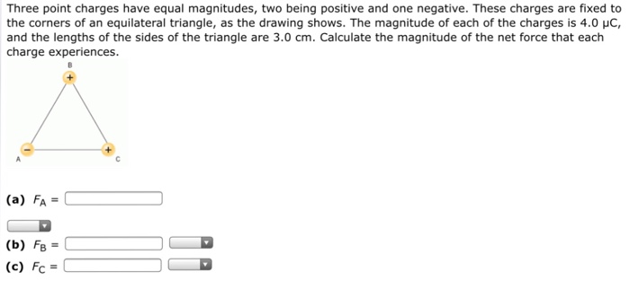 Solved Three point charges have equal magnitudes, two being | Chegg.com